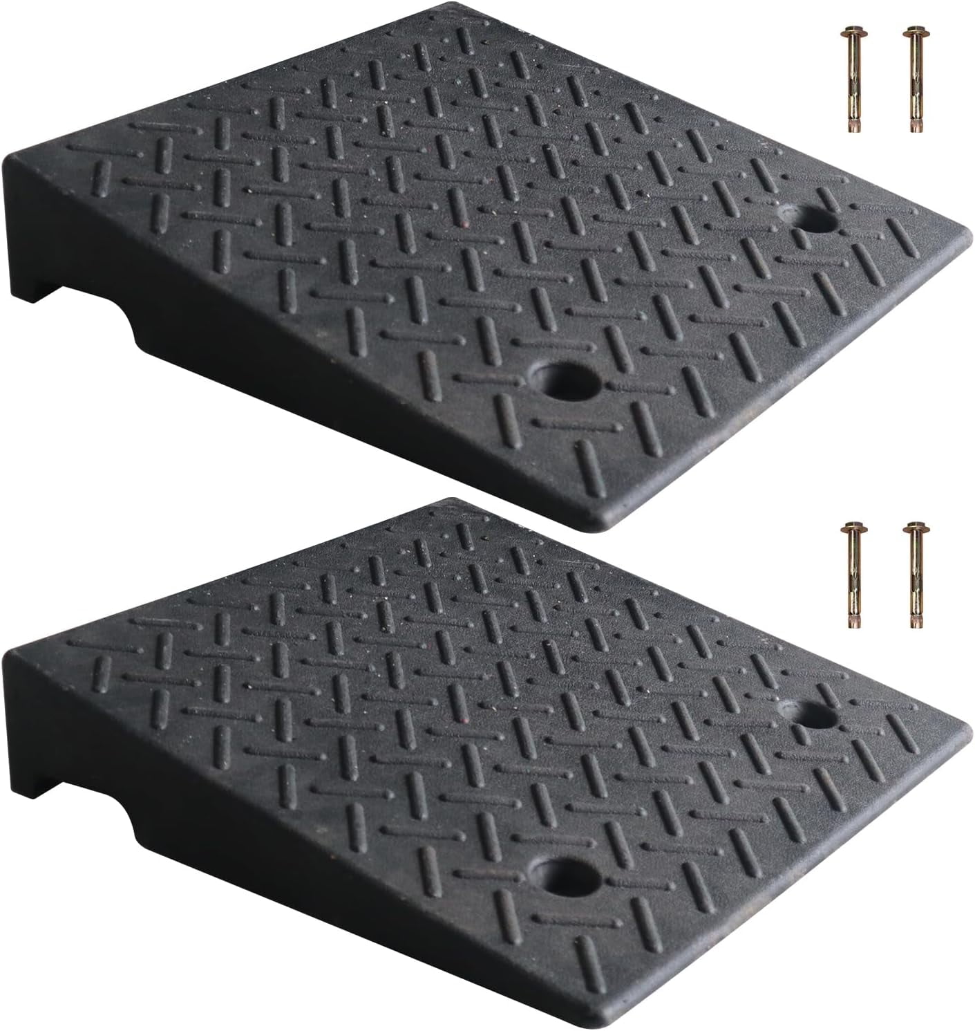 2Pack Rubber Curb Ramp 4" Rise Height, Heavy-Duty Threshold Ramps ...