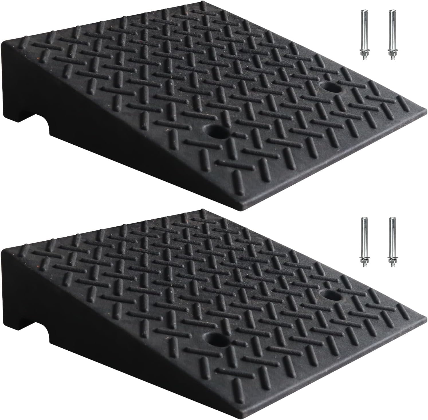 2Pack Rubber Curb Ramp 5" Rise Height, Heavy-Duty Threshold Ramps ...