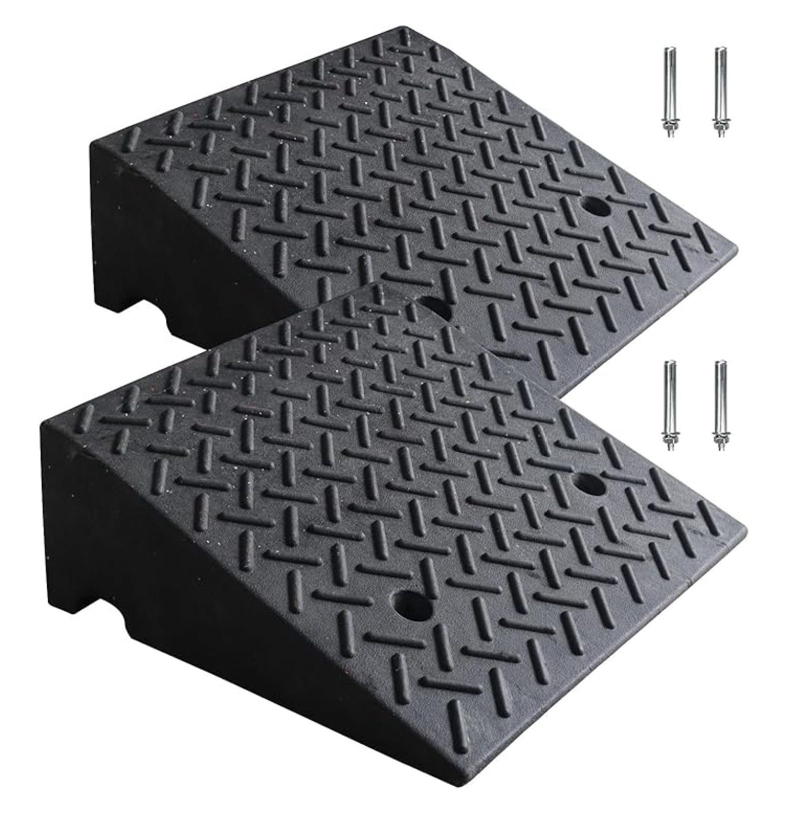 2Pack Rubber Curb Ramp 7.5" Height, Heavy-Duty Threshold Ramps ...