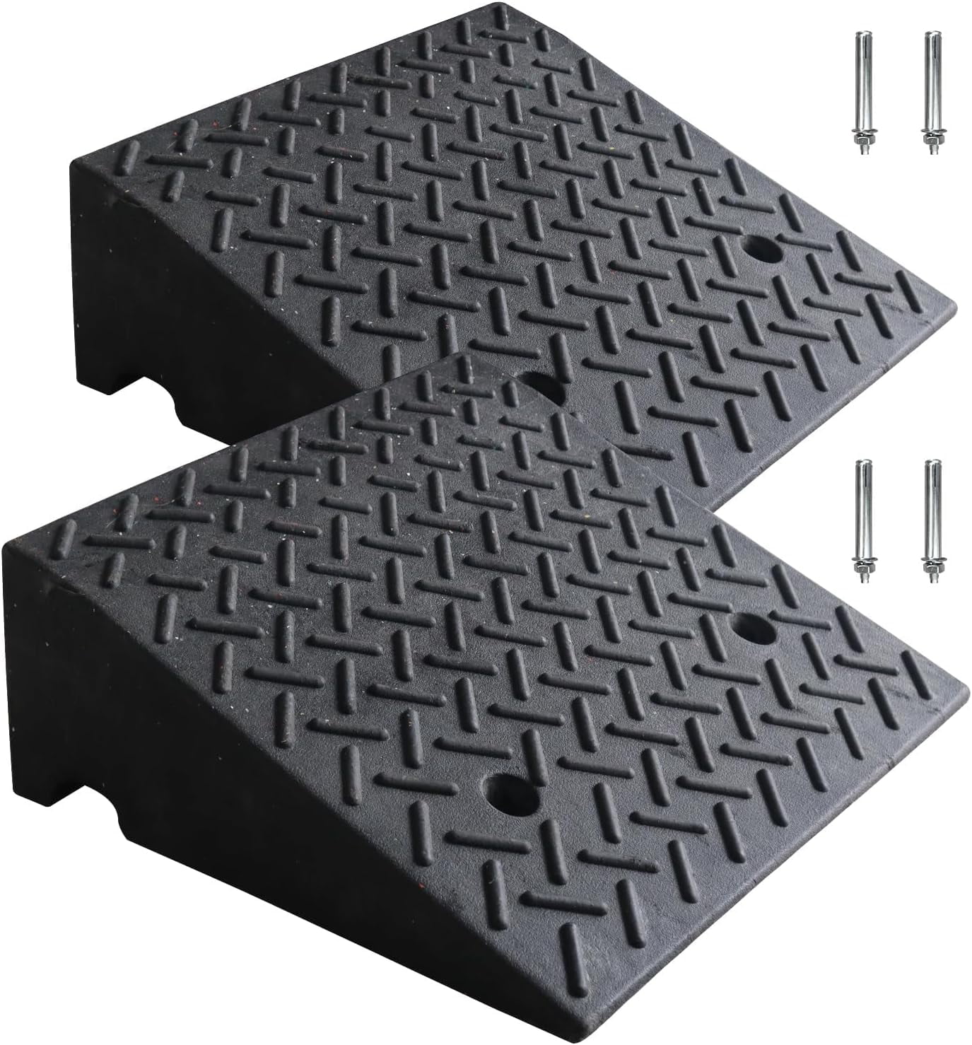 2Pack Rubber Curb Ramp 7.5" Rise Height, Heavy-Duty Threshold Ramps ...