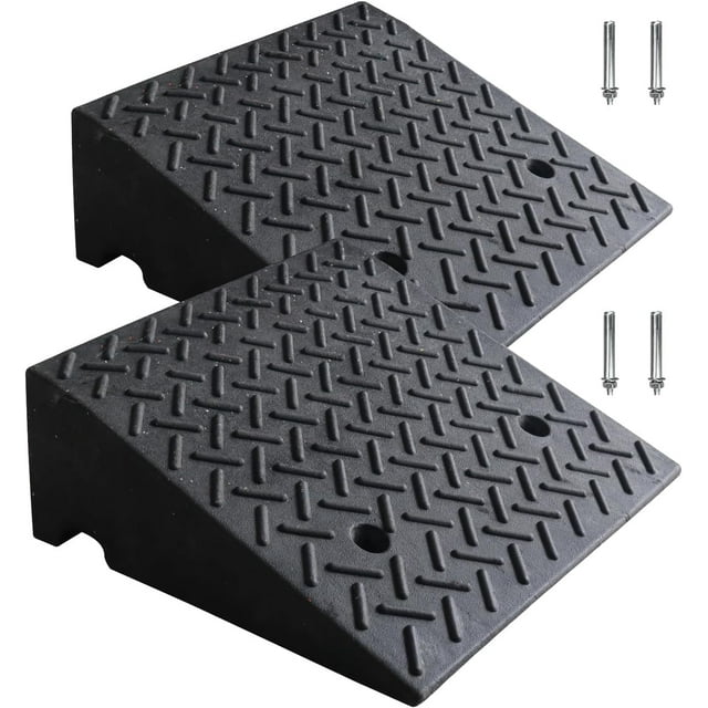 2Pack Rubber Curb Ramp 7.5" Rise Height, Heavy-Duty Threshold Ramps ...