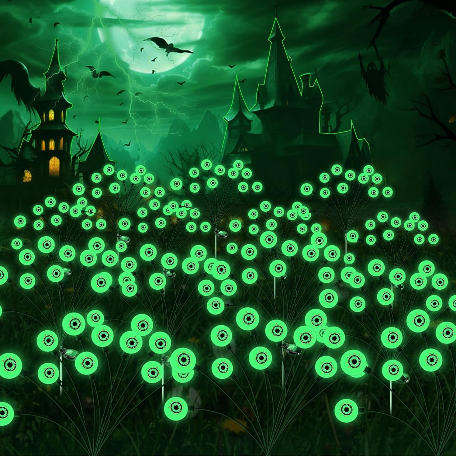 2Pack Scary Eyeballs Solar Garden Lights Halloween Decorations Outdoor ...