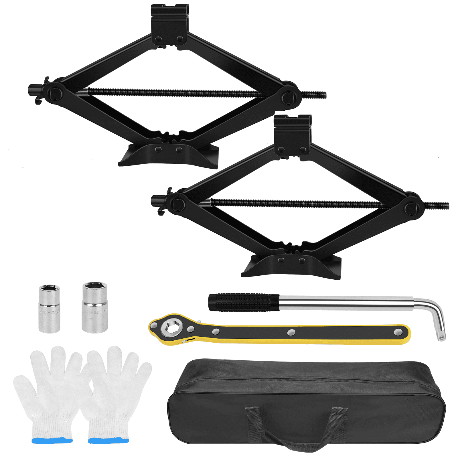 2Pack Scissor Jack Kit- 2.5 Ton Car Tire Jack Tool, Universal Emergency ...