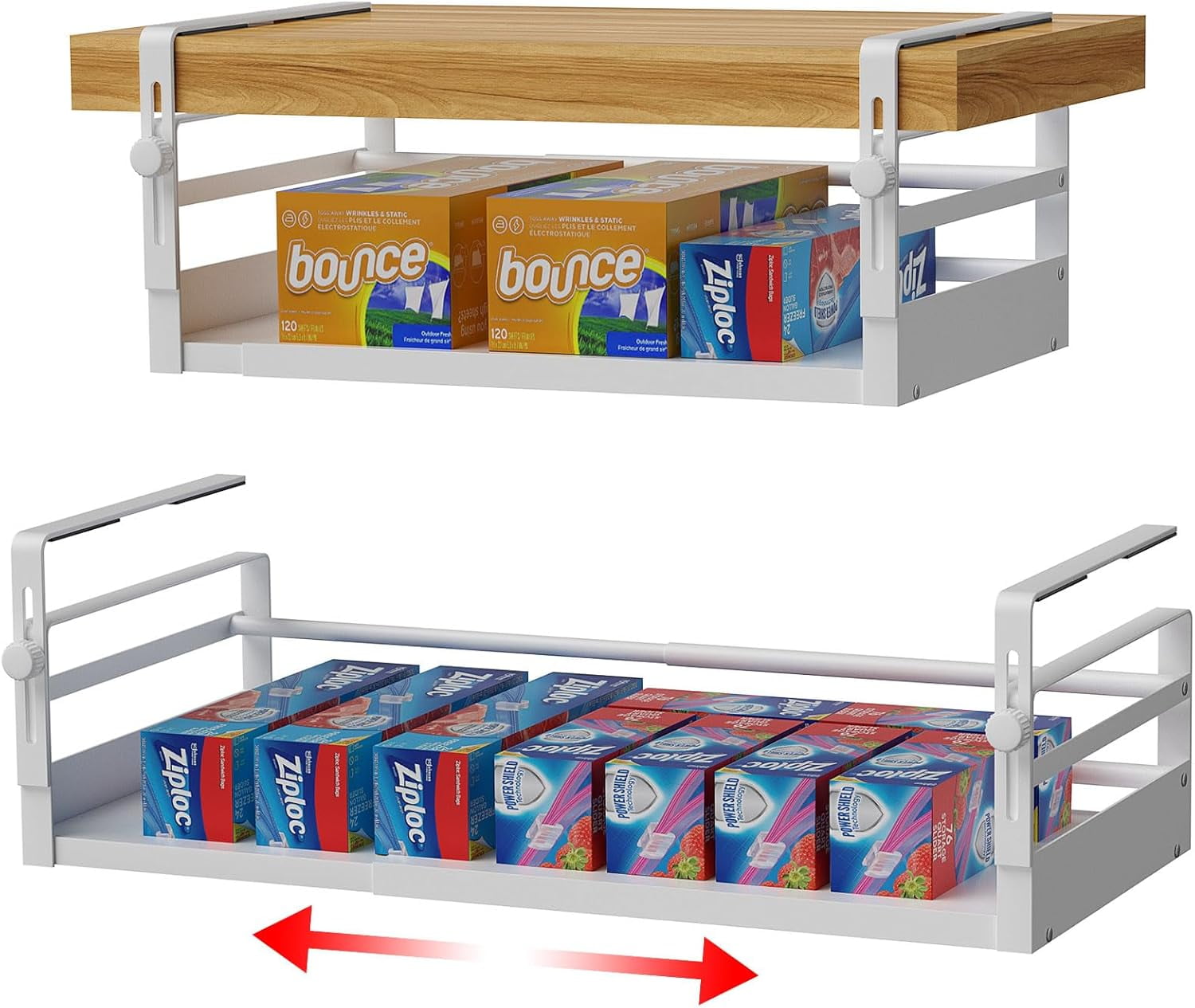 2Pack Under Shelf Basket Organizer, Adjustable Under Cabinet Shelf ...