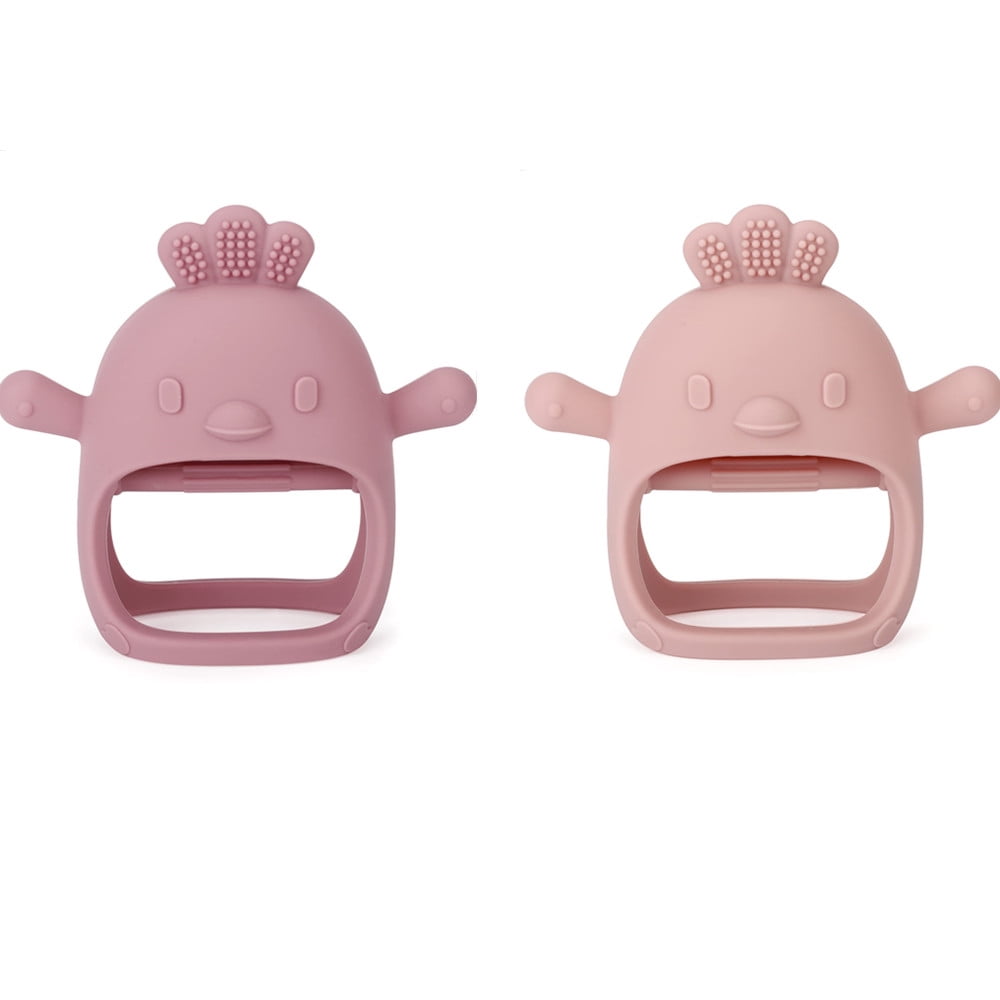 2Pack Soft Silicone Baby Teether Hand Chewy Toys Set for Infants 3 ...