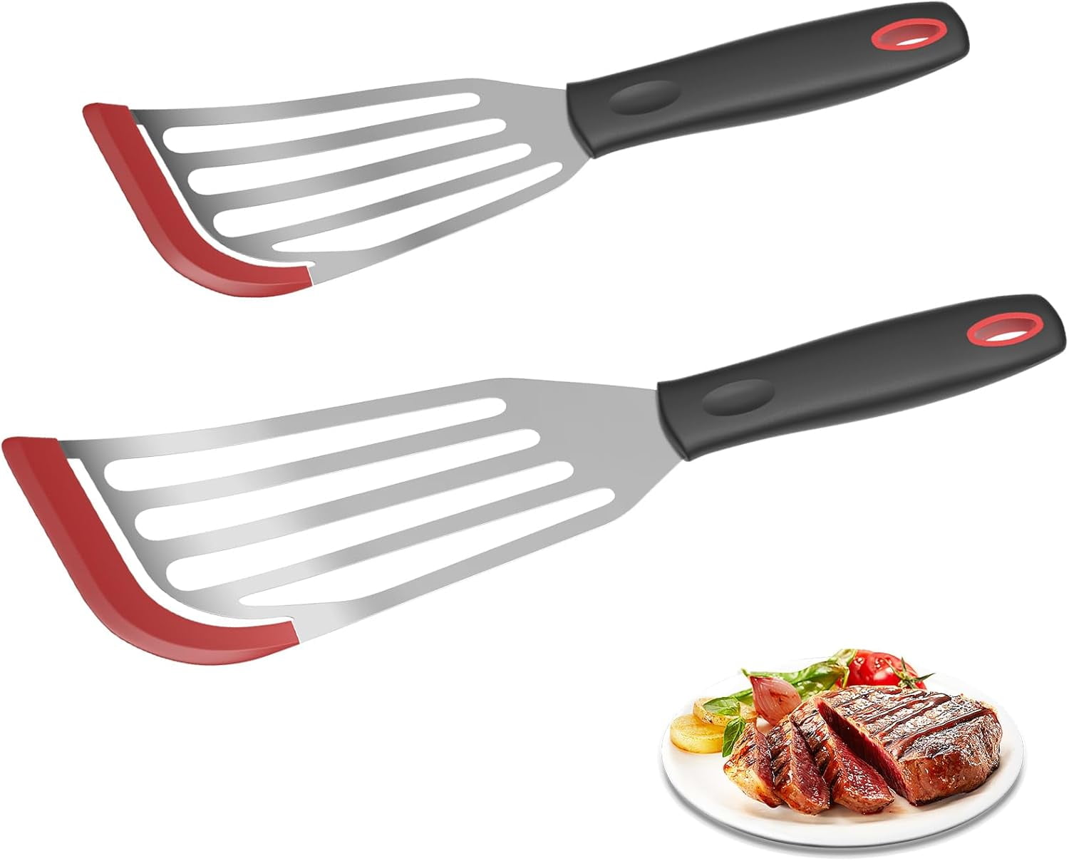 2Pack Silicone Fish Spatulas for Nonstick Cookware,Fish Turner Spatula ...
