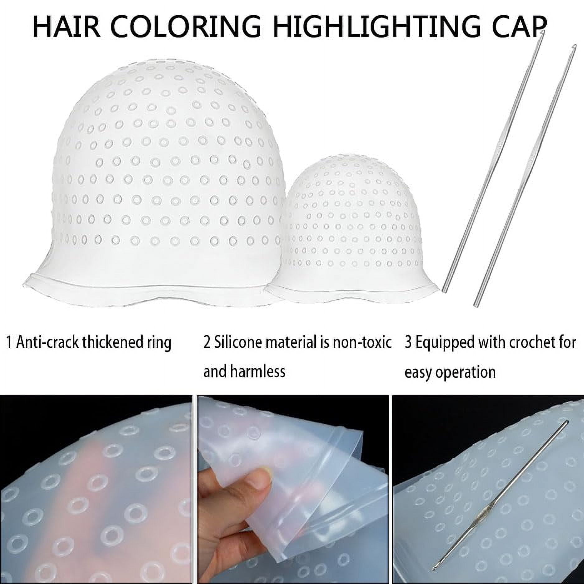 2Pack Silicone Hair Coloring Highlighting Cap, Punched Highlight Cap ...