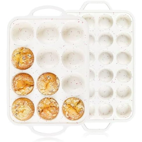 2Pack Silicone Muffin Pan for Baking with Metal Reinforced Frame ...