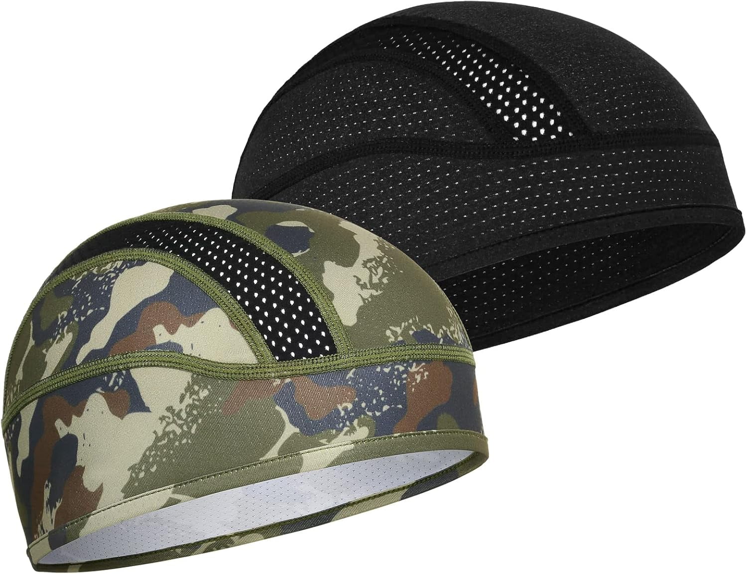 2Pack Skull Cap Helmet Liner Beanie, Cooling Mesh Cycling Running Hat ...