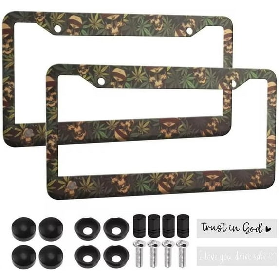 2Pack Skull Retro License Plate Frames Skeleton Gothic Halloween ...
