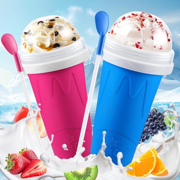 2Pack Slushie Maker Cup, Quick Magic Squeeze Smoothies Cup, DIY Frozen ...