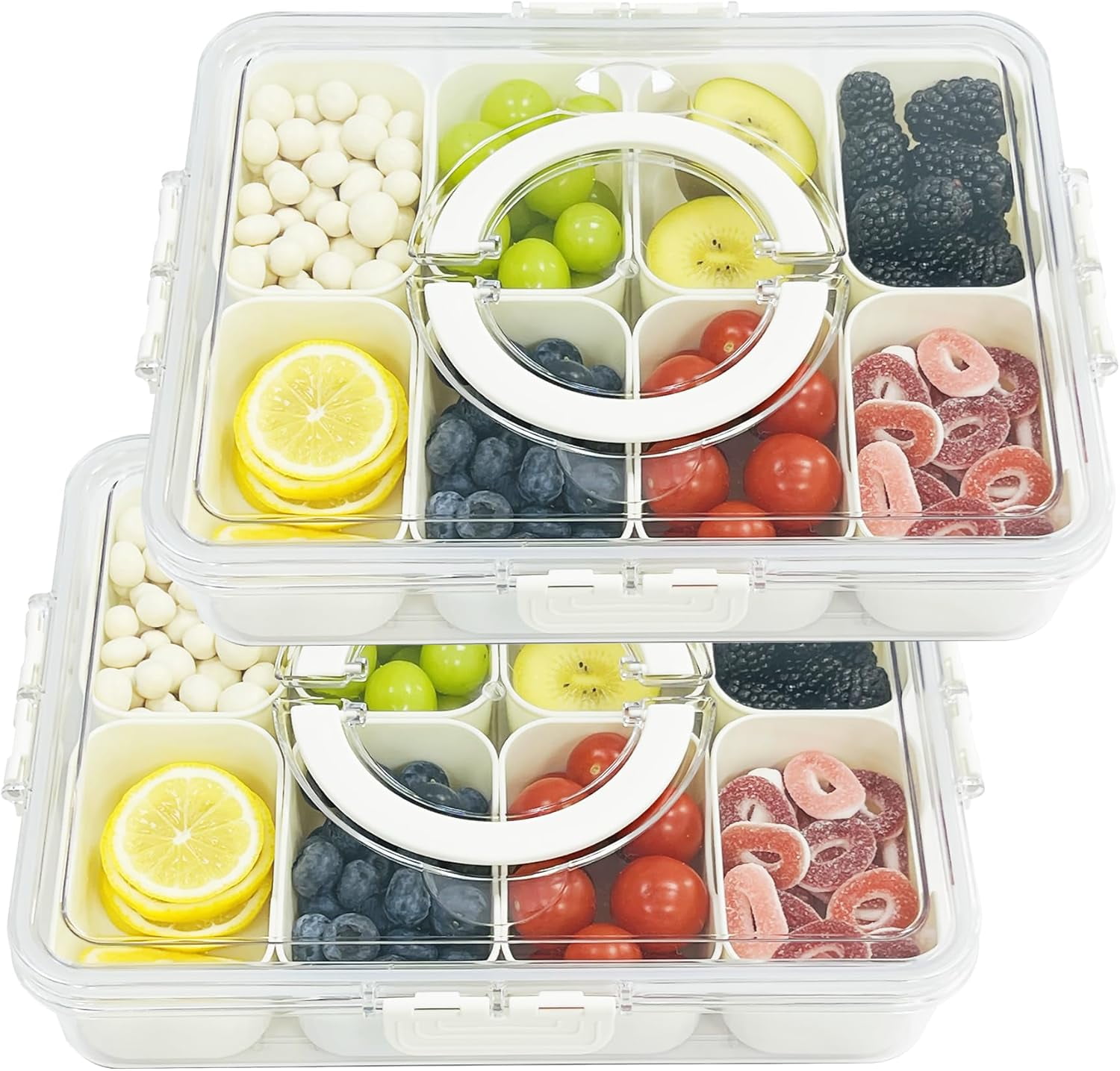 2Pack Snackle Box Container,Divided Serving Tray With Lid and Handle ...