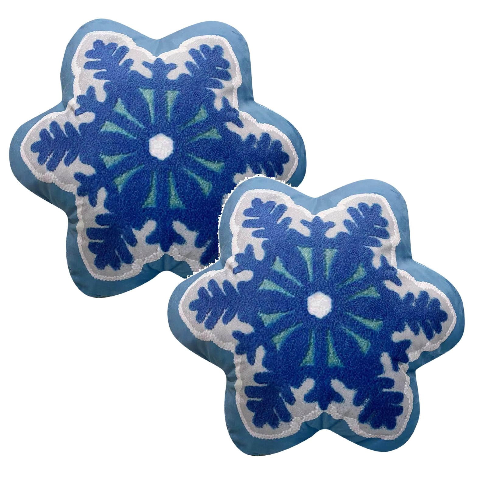 2Pack Snowflake Shaped Throw Pillow Velvet Printing Snowflake Pillow ...