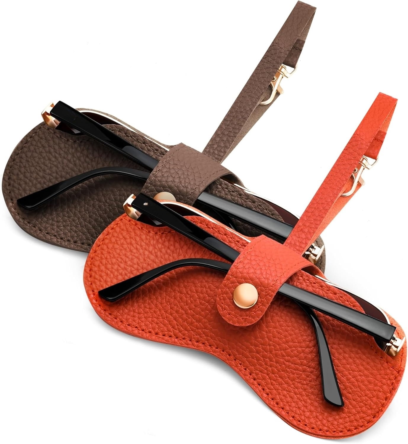 2Pack Soft Leather Sunglass Case-Slim Portable Glasses Holder with ...