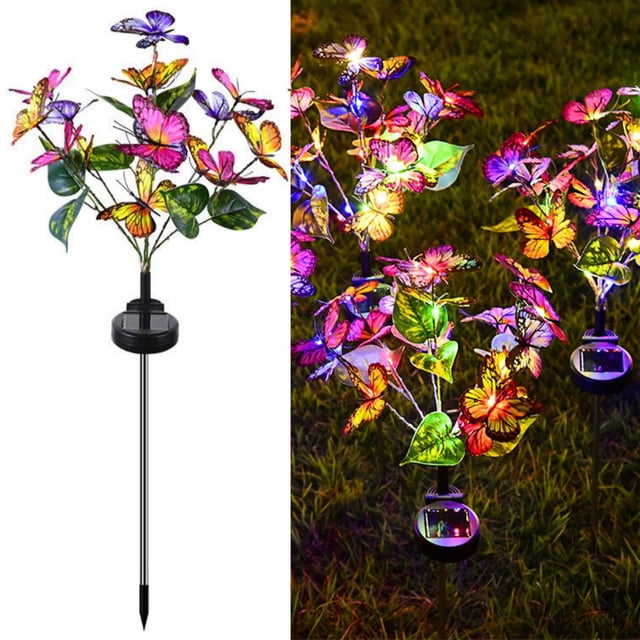 2Pack Solar Butterfly Lights, 22 LED Outdoor Decor, Waterproof Yard ...