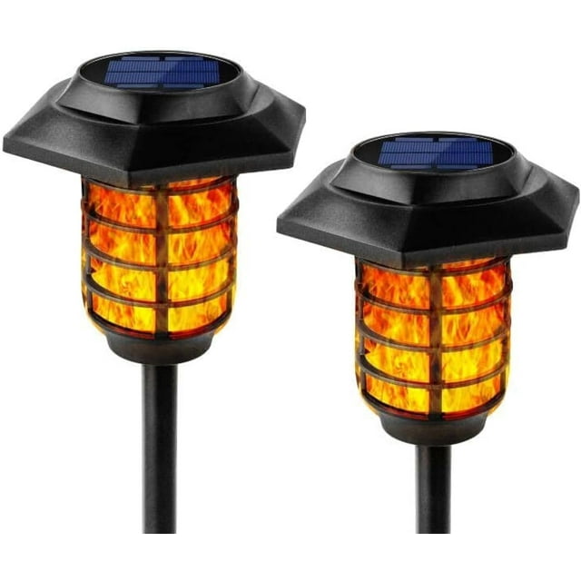 2Pack Solar Flame Lights Outdoor Solar Torch Lights Flickering Flame ...