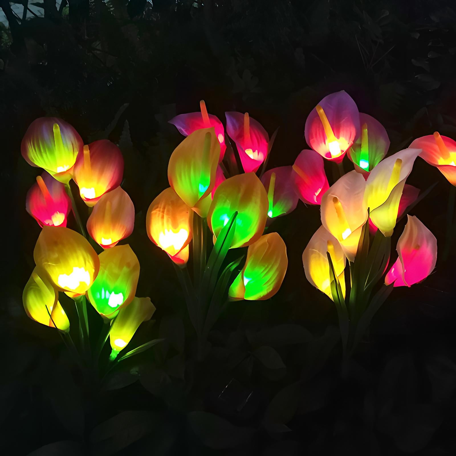 2Pack Solar Garden Lights Outdoor Multi-Color Changing LED Solar Calla ...