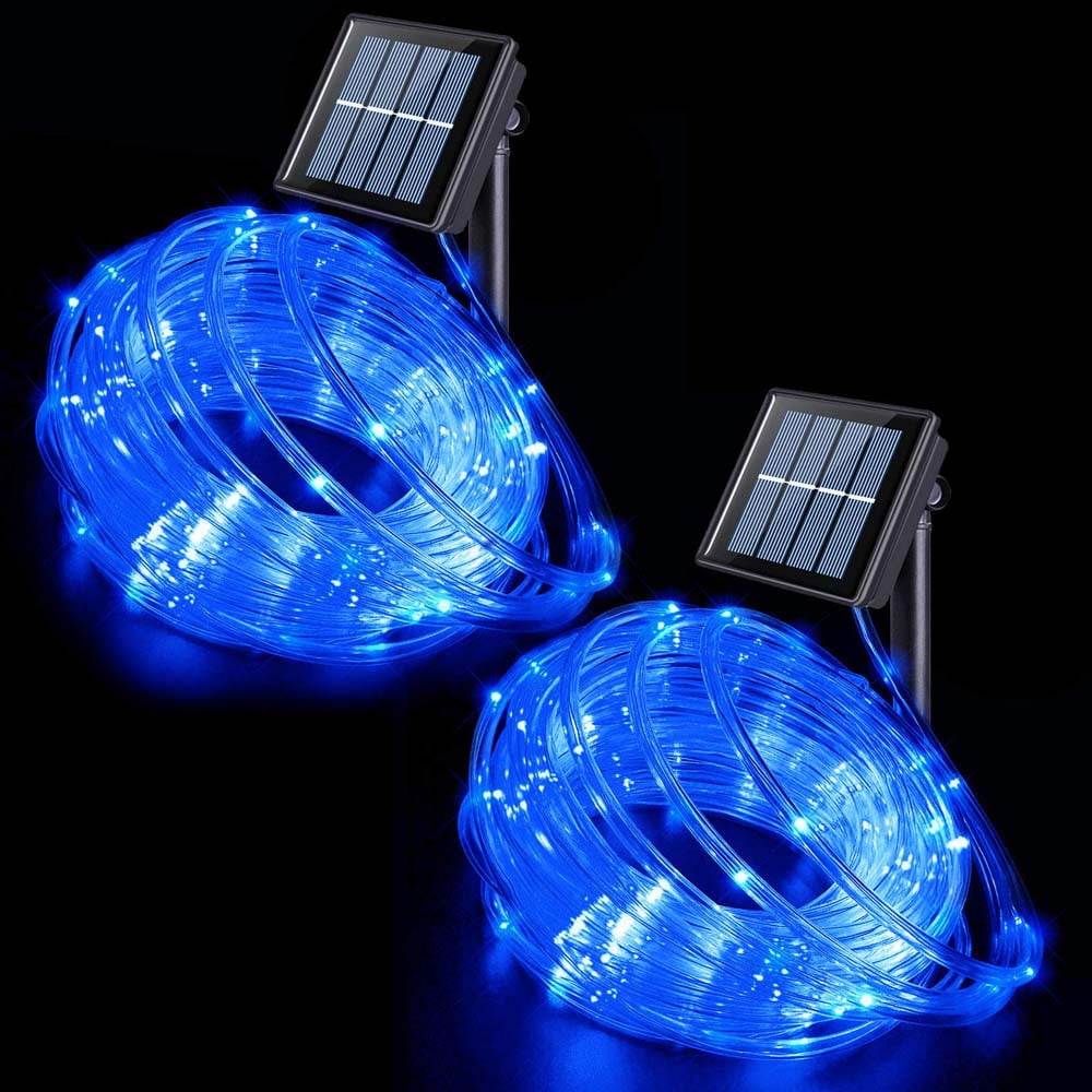 2Pack Solar String Lights 40ft 100 LED Rope Tube Lights Waterproof 8 ...