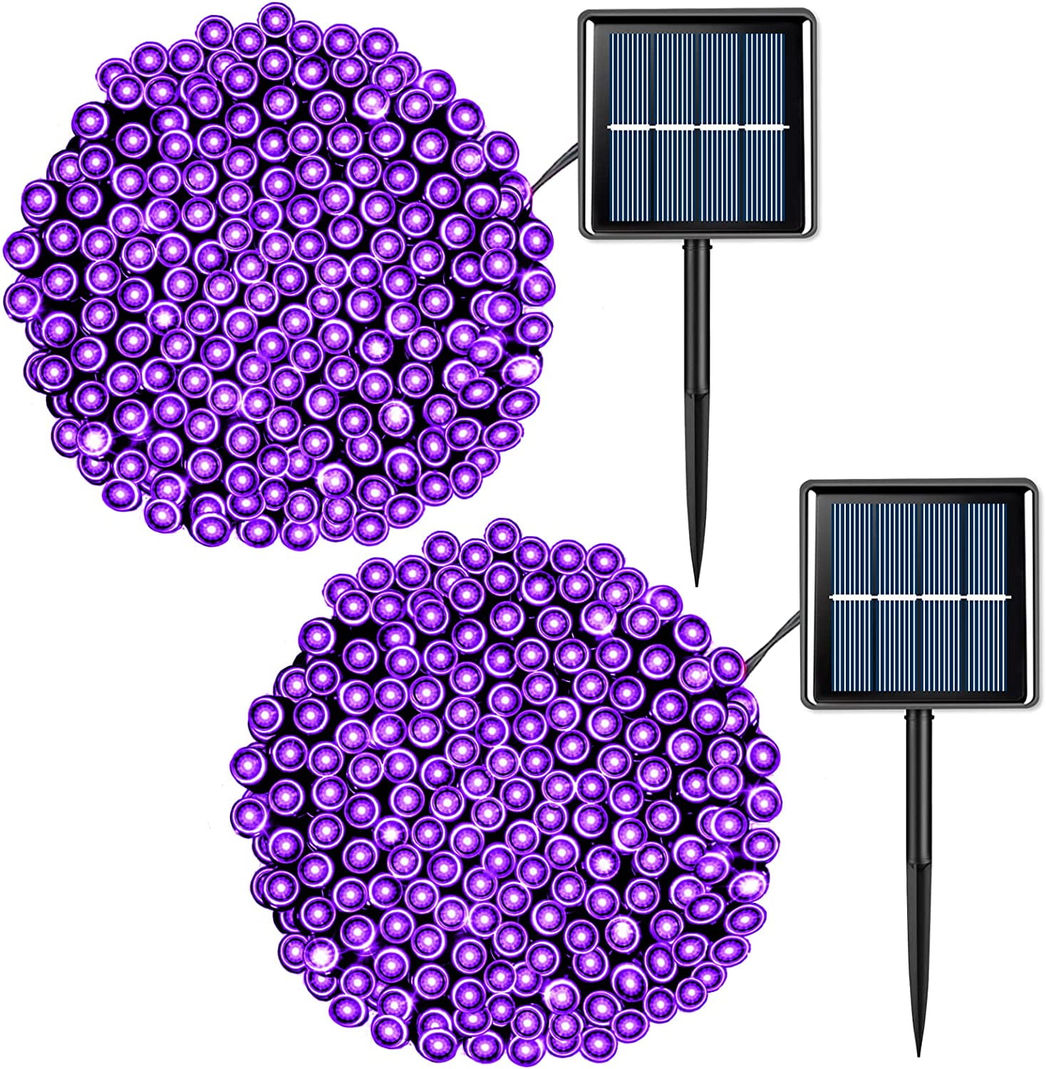 2Pack Solar String Lights 50 LED 32ft 8 Modes Outdoor Lighting ...