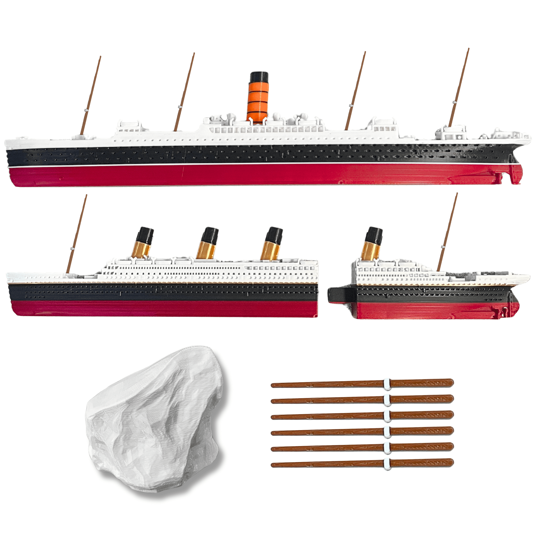 2Pack Split In Half Titanic & RMS Carpathia Model Ship 1 Ft Long ...