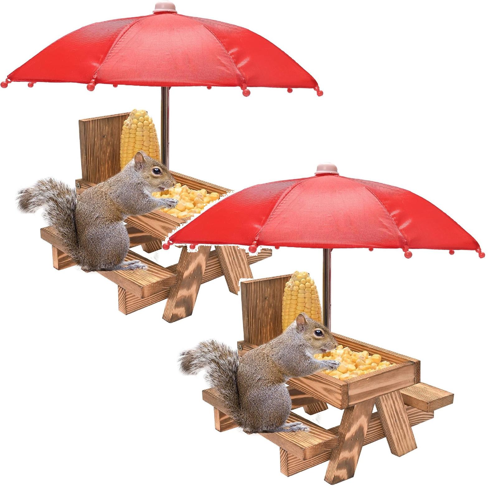 2Pack Squirrel Feeder Table With Umbrella And Corn Cob Holder Nice Item ...