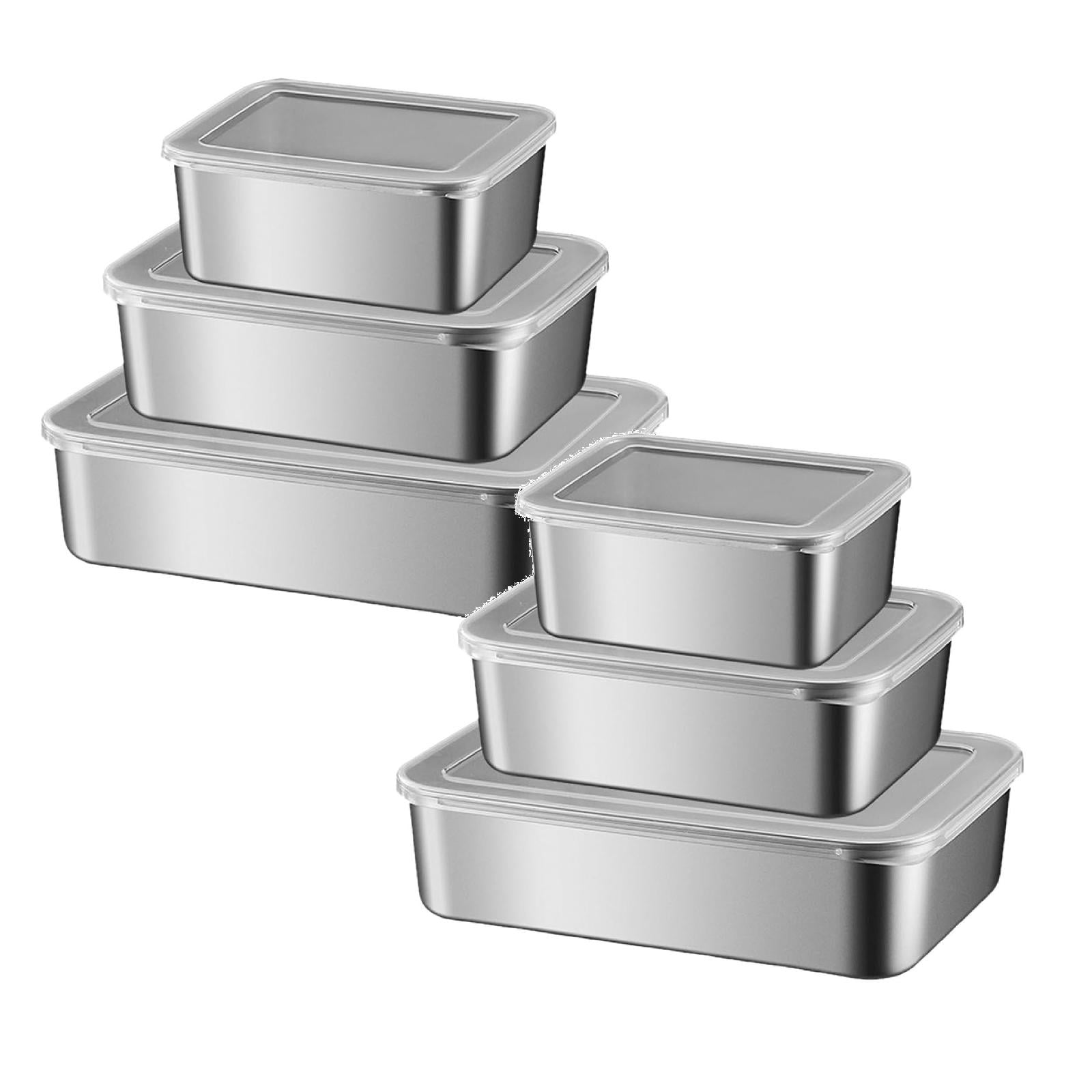 2Pack Stainless Steel 3 Sizes Food Container Square Camping Fruit Bo X ...