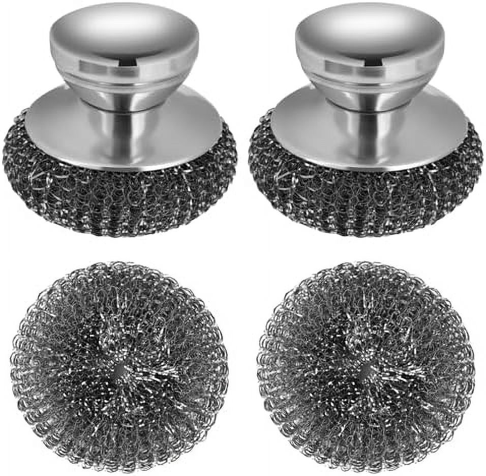 2Pack Steel Wool Scrubber Set, Stainless Steel Scrubber with Stainless ...