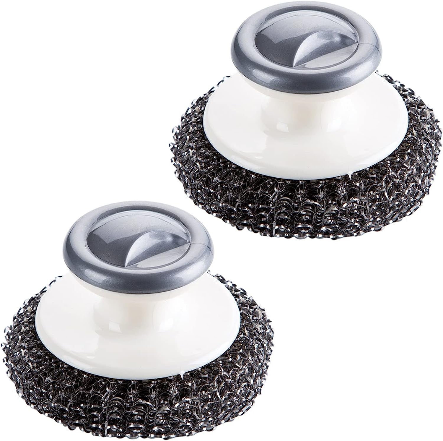 2Pack Steel Wool Scrubber with Handle, Stainless Steel Scrubber for ...