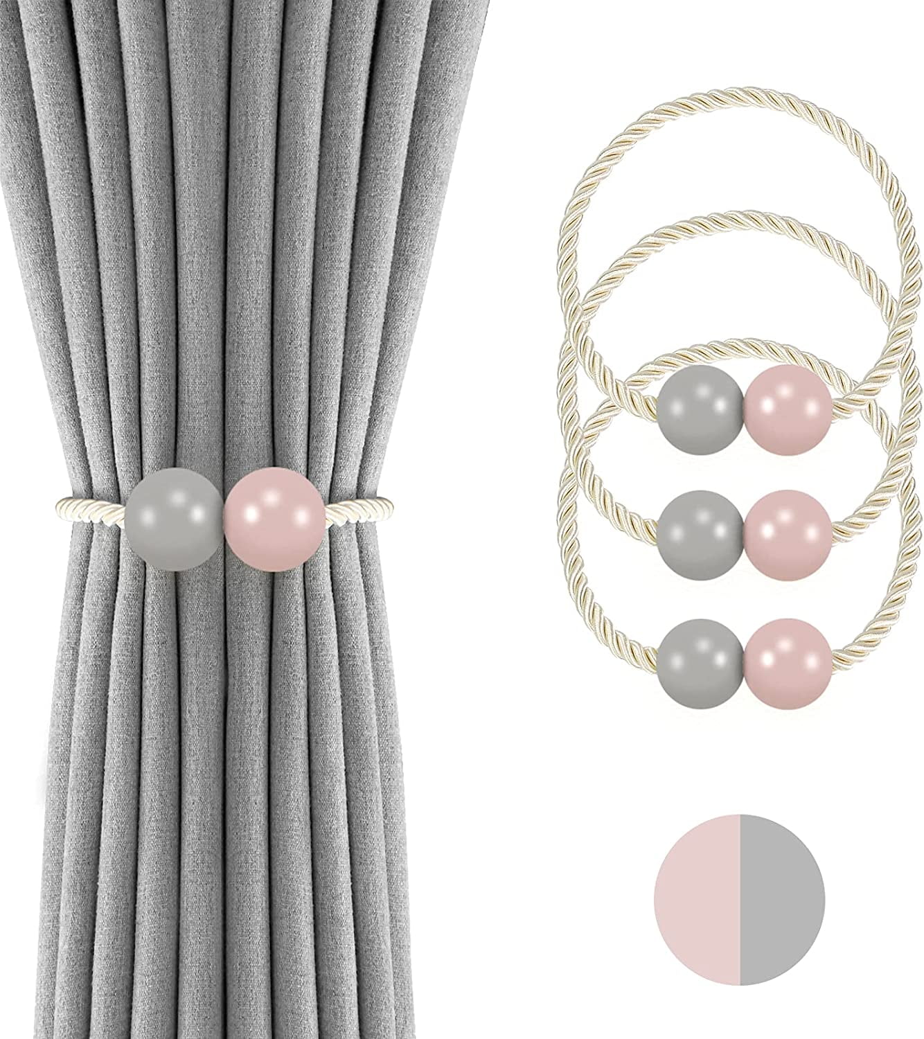 2Pack Strong Magnetic Curtain Tiebacks, Nordic Style Wooden Curtain Tie ...