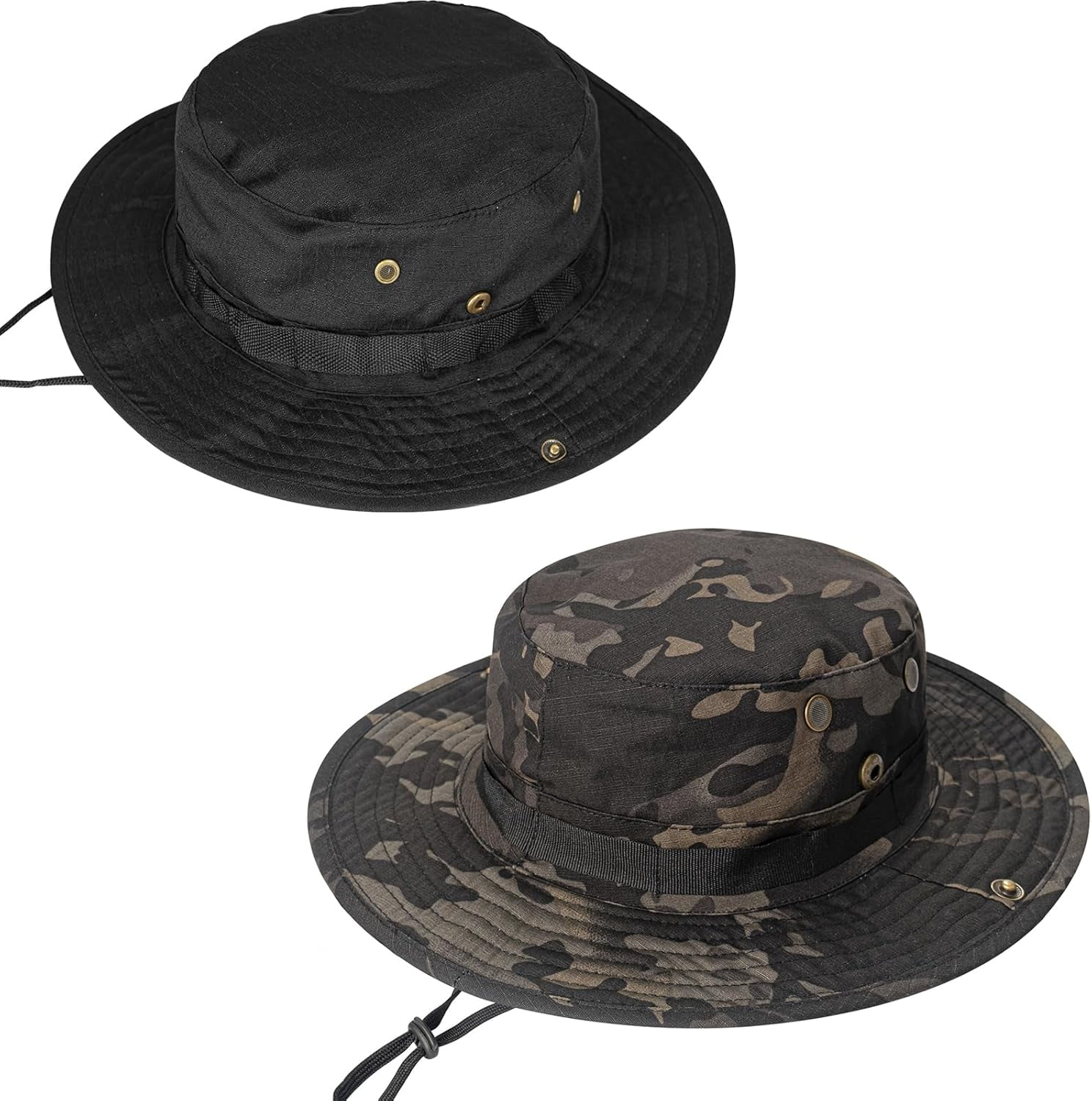 2Pack Sun Hats for Men Women Boonie Hat UPF 50+ Bucket Hat Wide Brim UV ...