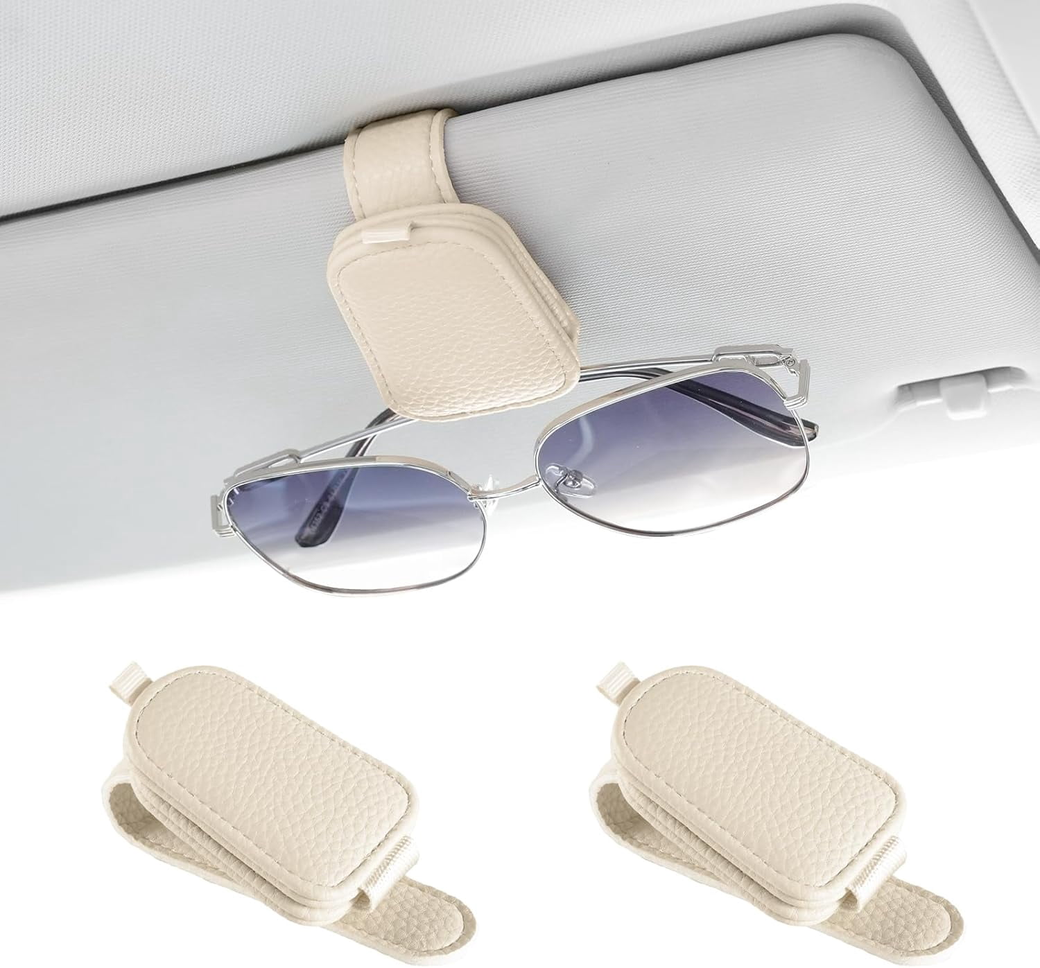2Pack Sunglasses Holders for , Leather Buckle Sun Visor Sunglass Clip ...