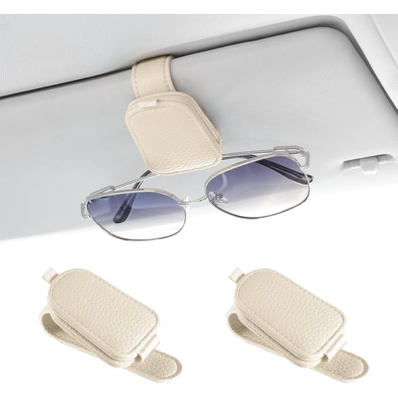 2Pack Sunglasses Holders for , Leather Buckle Sun Visor Sunglass Clip ...