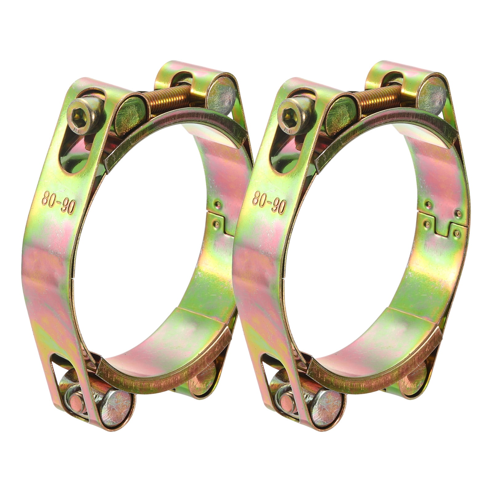 2Pack T-Bolt Hose Clamps, 240-252mm/9.45"-9.103" ID Range, Carbon Steel ...