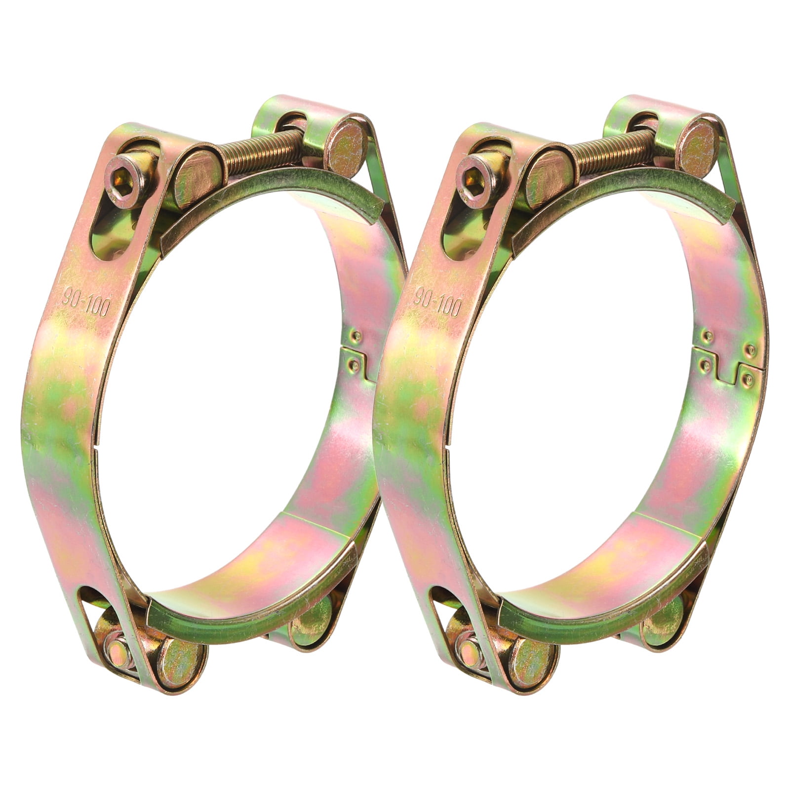 2Pack T-Bolt Hose Clamps, 240-252mm/9.45"-9.105" ID Range, Carbon Steel ...