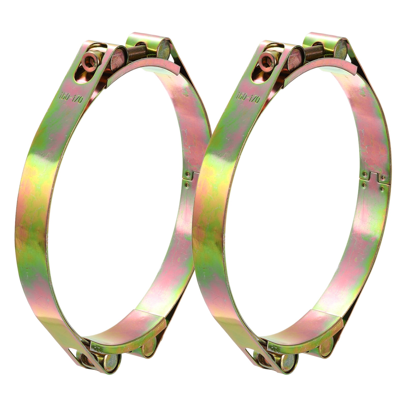 2Pack T-Bolt Hose Clamps, 240-252mm/9.45"-9.117" ID Range, Carbon Steel ...