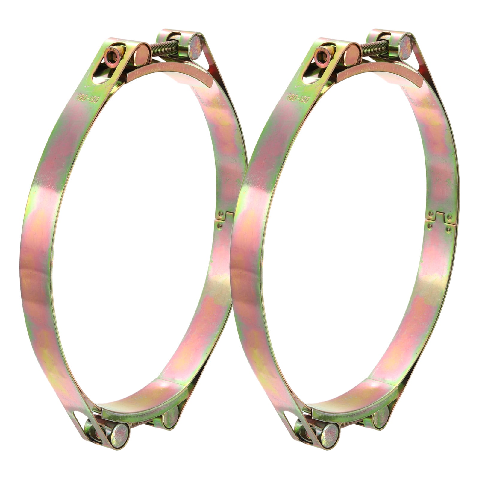 2Pack T-Bolt Hose Clamps, 240-252mm/9.45"-9.119" ID Range, Carbon Steel ...