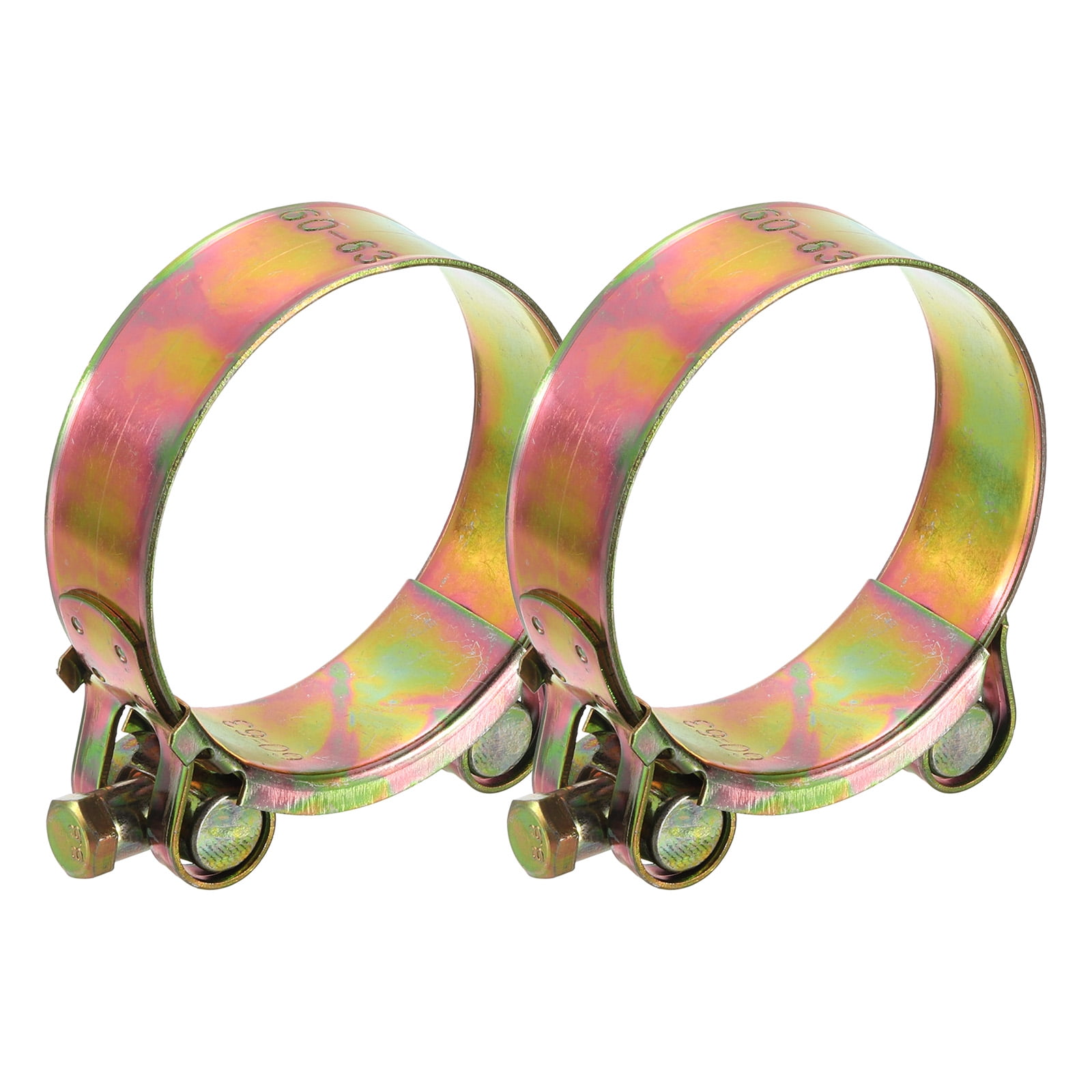 2Pack T-Bolt Hose Clamps, 64-67mm/2.52"-2.64" ID Range, Iron Radiator ...