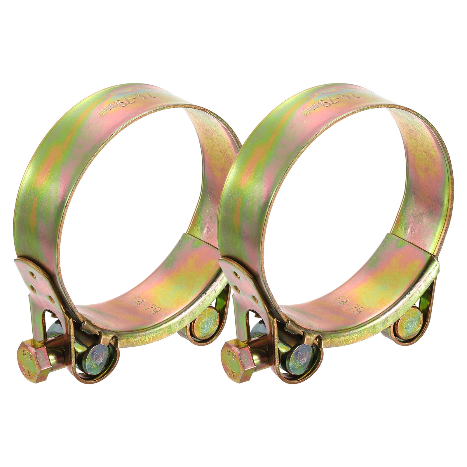 2Pack T-Bolt Hose Clamps, 74-79mm/2.91"-3.11" ID Range, Iron Radiator ...