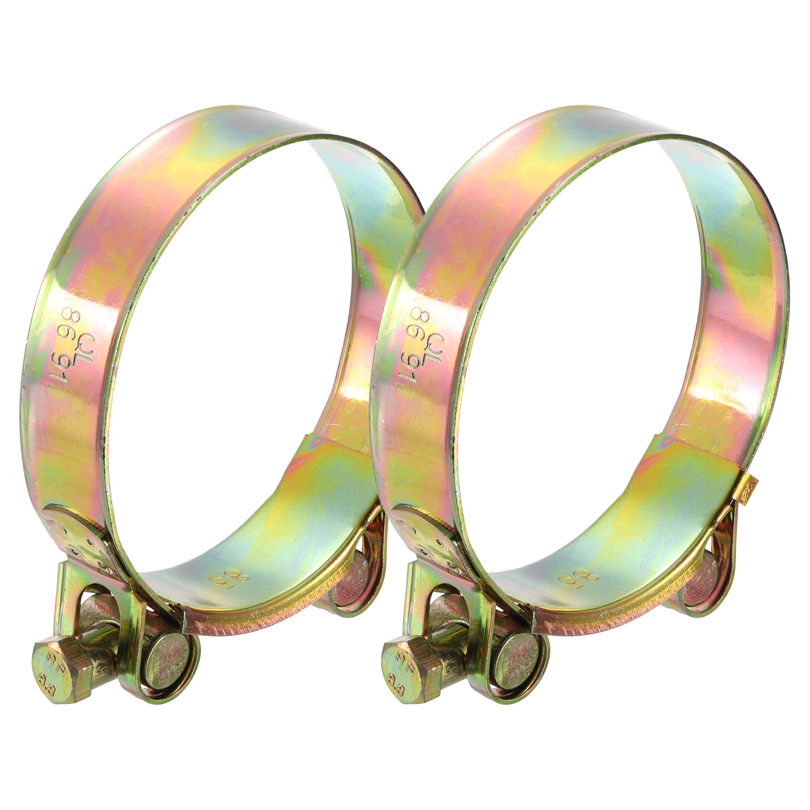 2Pack T-Bolt Hose Clamps, 86-91mm/3.39"-3.58" ID Range, Iron Radiator ...