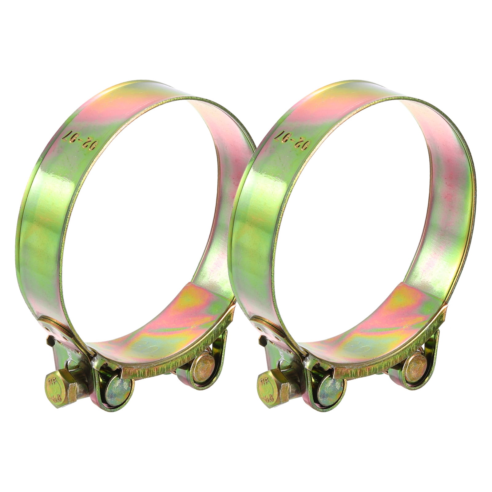 2Pack T-Bolt Hose Clamps, 92-97mm/3.62"-3.82" ID Range, Iron Radiator ...