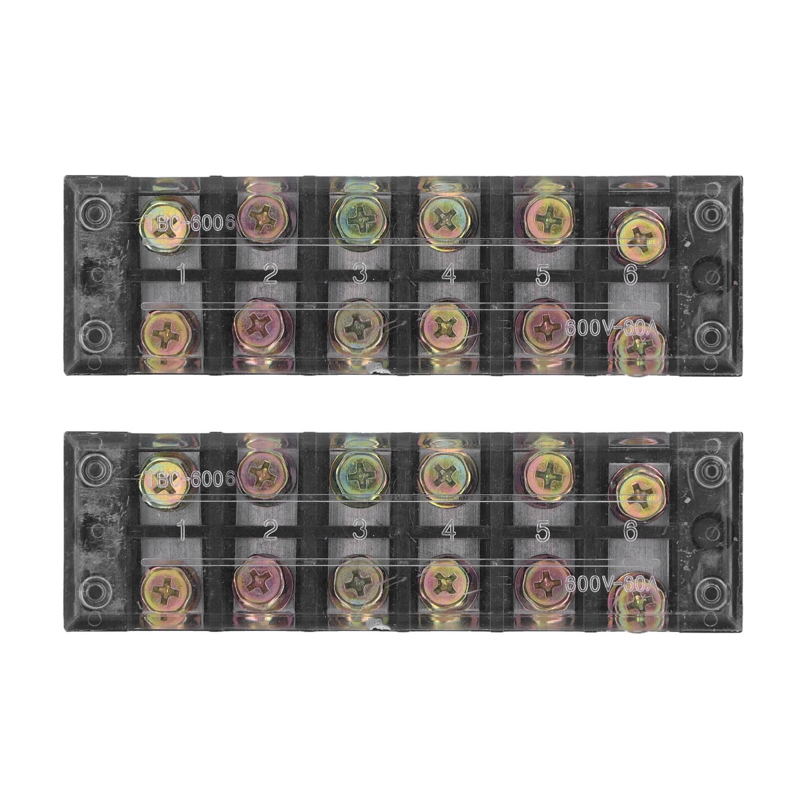 (2Pack) Terminal Strip Dual Row Screw Clamp Wire Terminal Block with ...