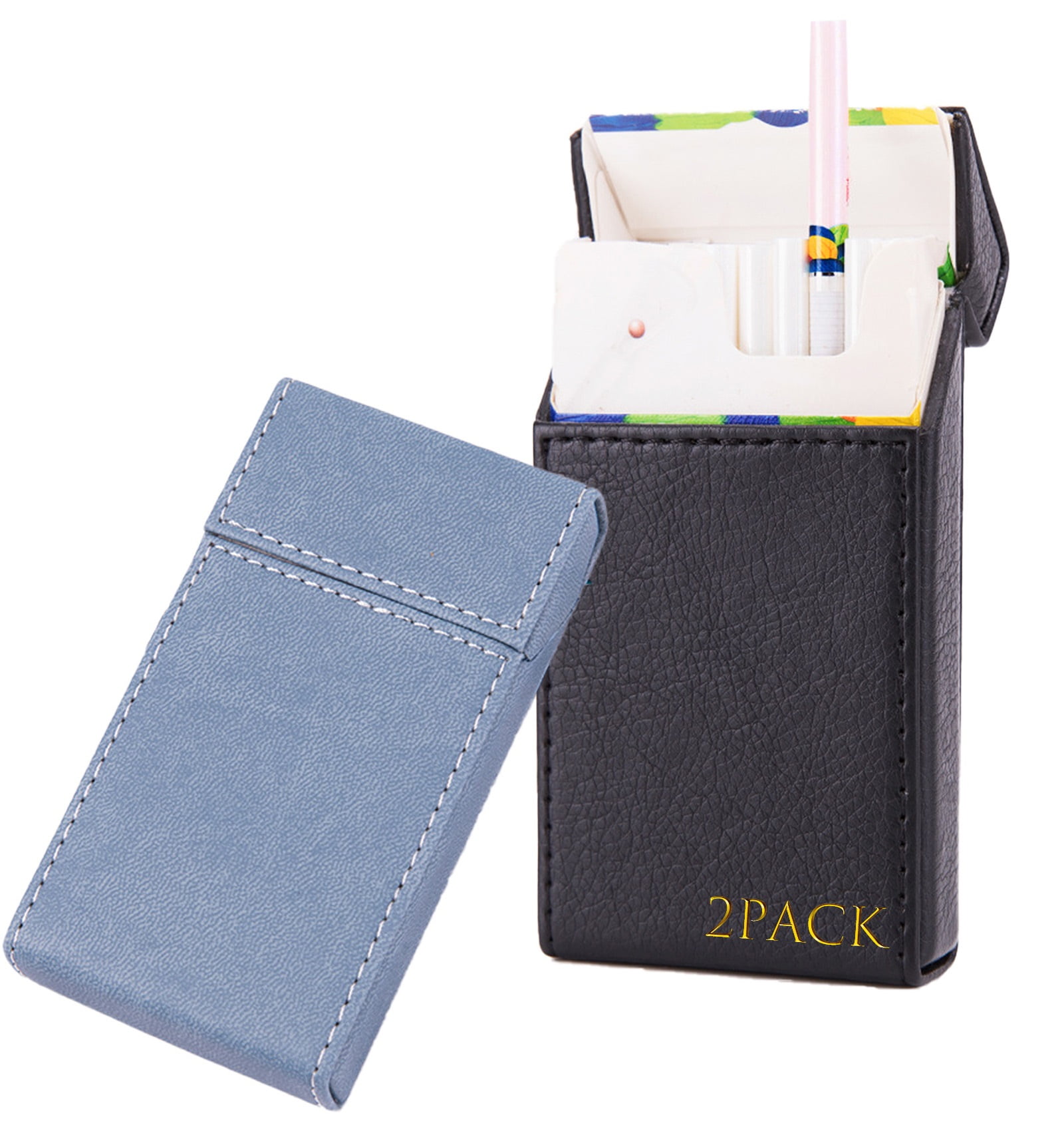 2Pack Thin Cigarette Case - PU Leather Slim Cigarette Holder for Whole ...