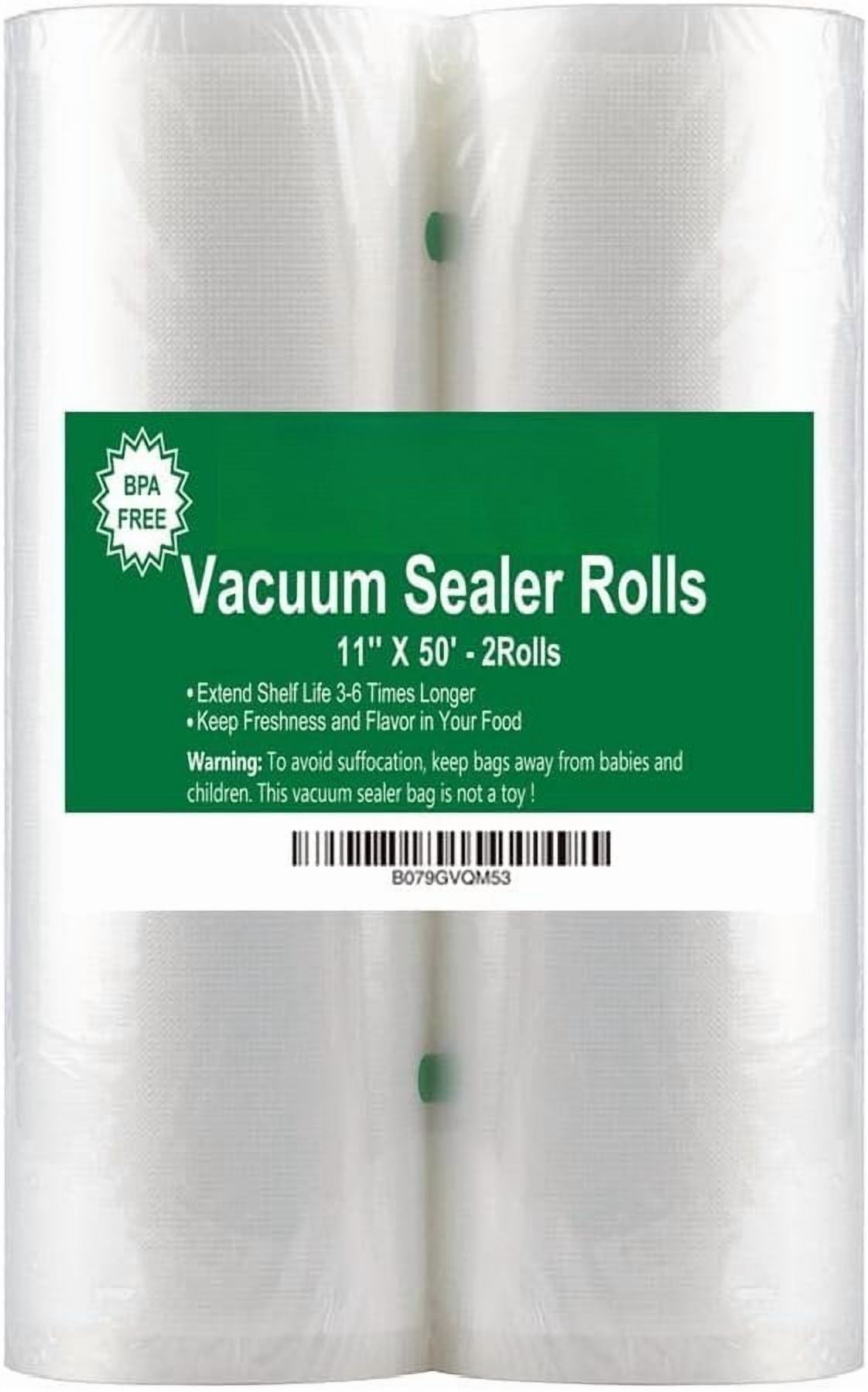 2Pack (Total 100Feet) 11x50 Rolls Vacuum Sealer Bags Rolls with ,Heavy ...