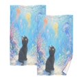 2Pack Towel Set Soft 100% Cotton Absorbent Face Towels Black Cat and ...