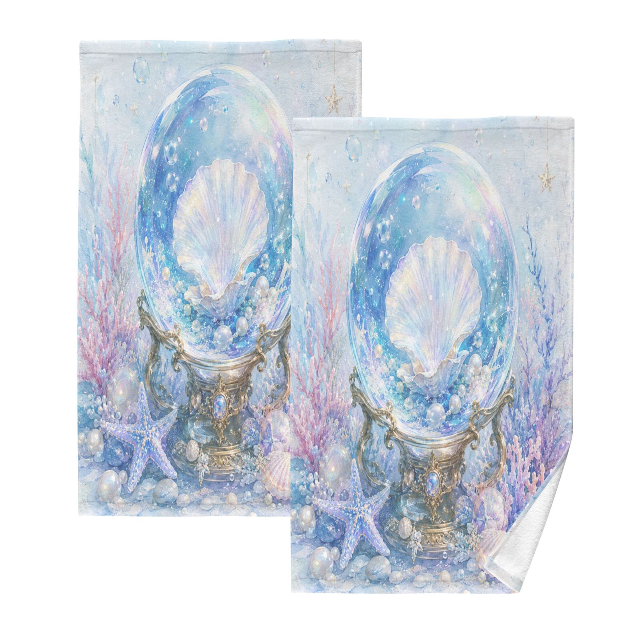 2Pack Towel Set Soft 100% Cotton Absorbent Face Towels Crystal Ball and ...