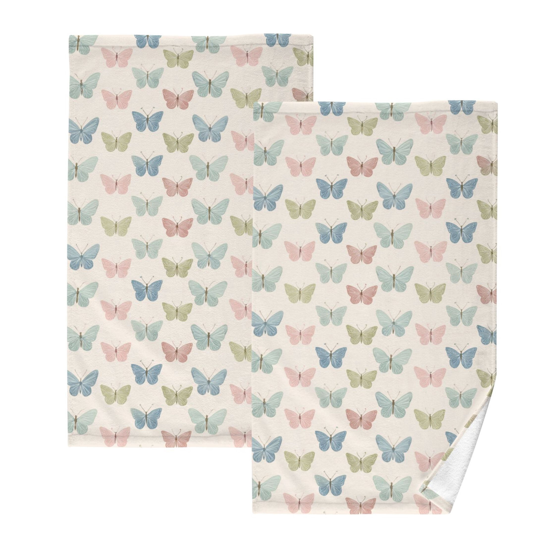 2Pack Towel Set Soft 100% Cotton Absorbent Face Towels Cute Pastel ...