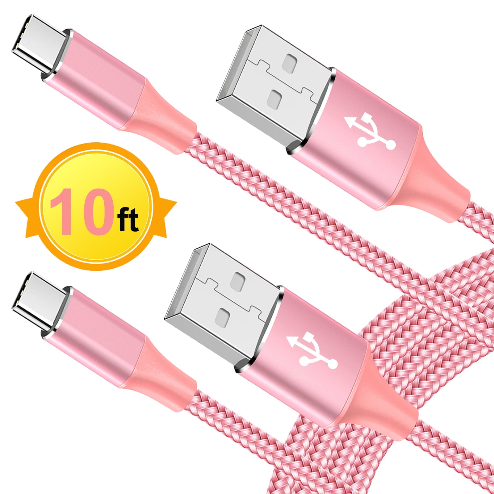 2Pack Type C Charger 10ft, USB C cable Fast Charging cable Nylon ...