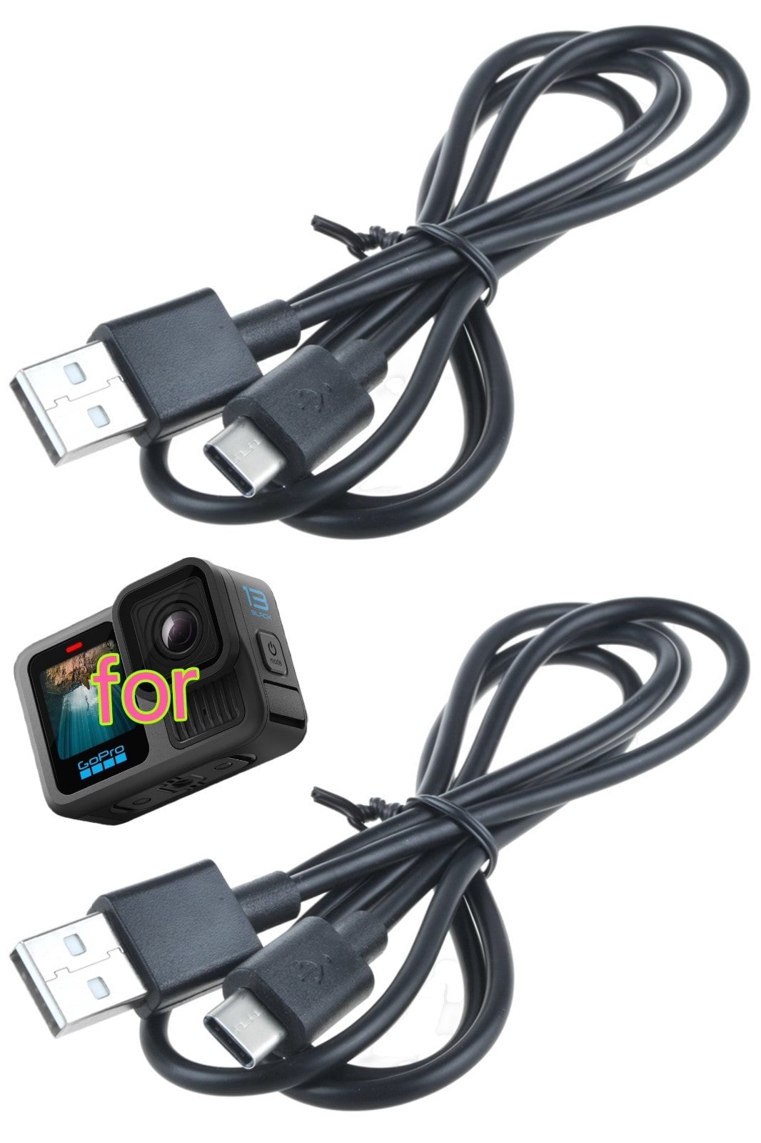 2Pack USB Cable Cord Compatible with Phone Gopro Hero 13 12 11 10 9 8 7 ...
