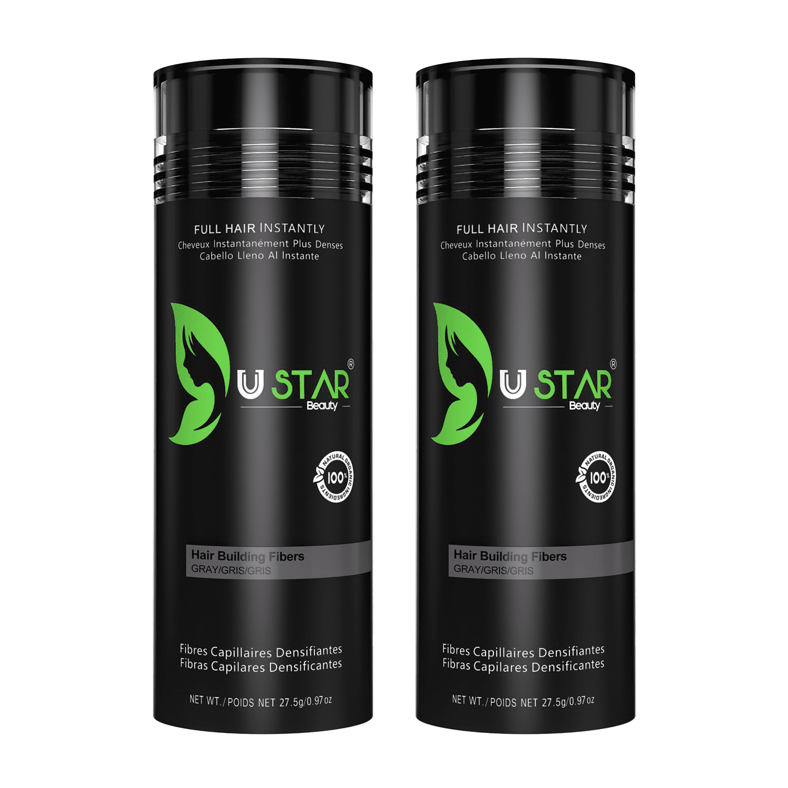 2Pack Ustar Hair Building Fiber Gray 0.97 oz/27.5g - Walmart.com