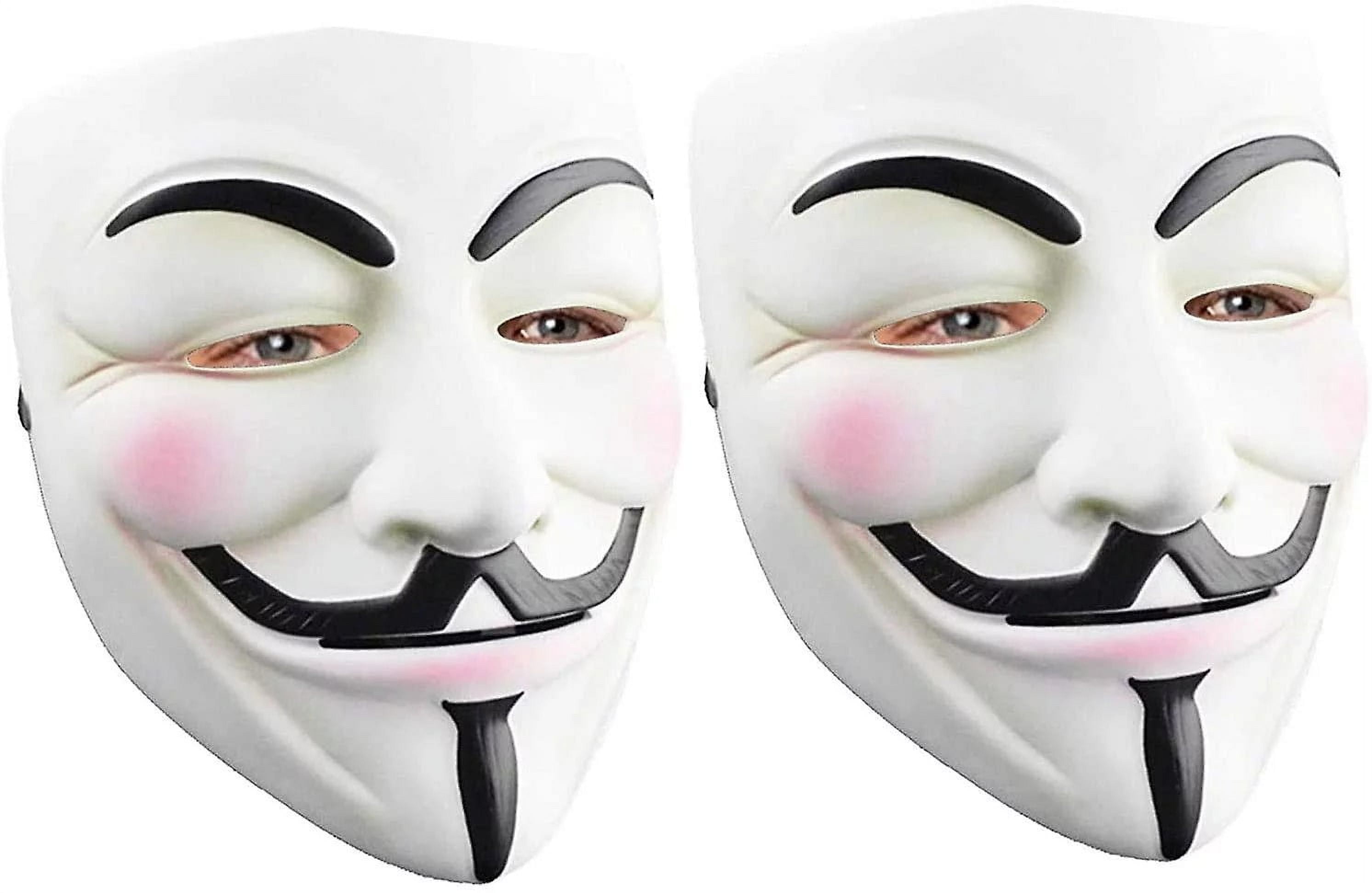 2Pack Vendetta White Masks - Anonymous Hacker Costume for Holiday ...